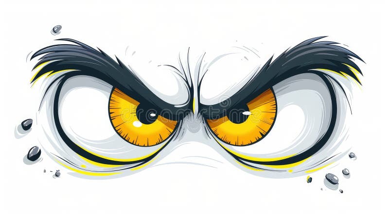 Amusing Evil Face Sticker with Angry Cartoon Eyes Stock Image - Image ...