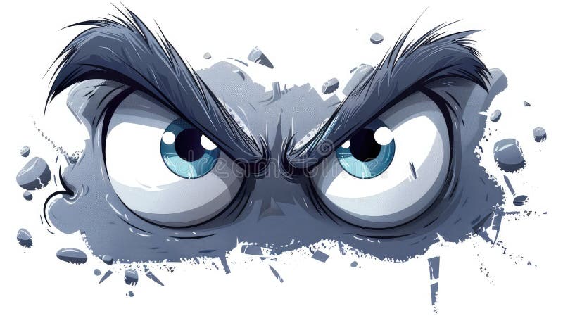 Amusing Evil Face Sticker with Angry Cartoon Eyes Stock Photo - Image ...