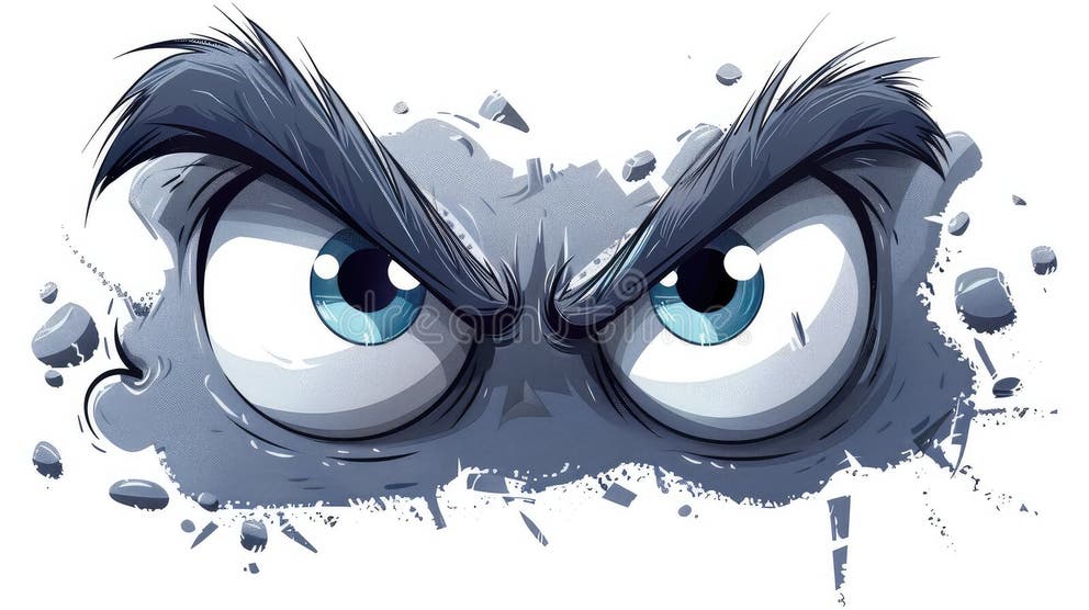 Amusing Evil Face Sticker with Angry Cartoon Eyes Stock Photo - Image ...