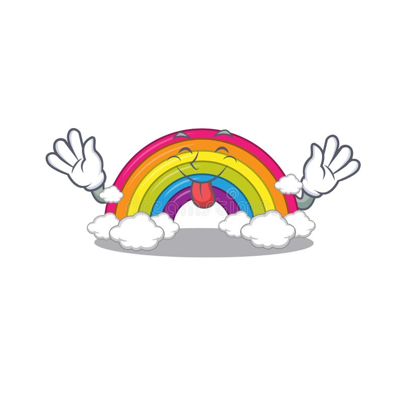 An Amusing Face Rainbow Cartoon Design with Tongue Out Stock Vector ...