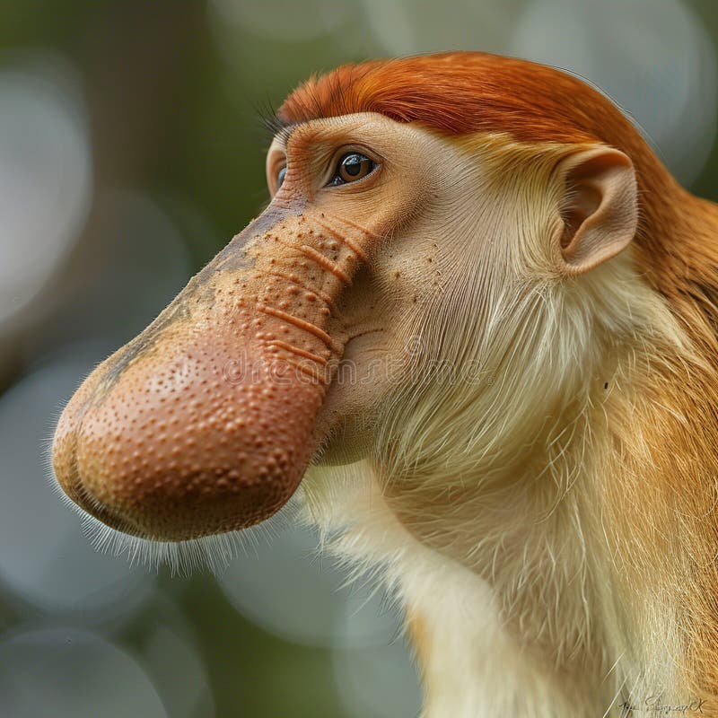 Amusing Proboscis Monkey with Its Long Nose Stock Illustration ...