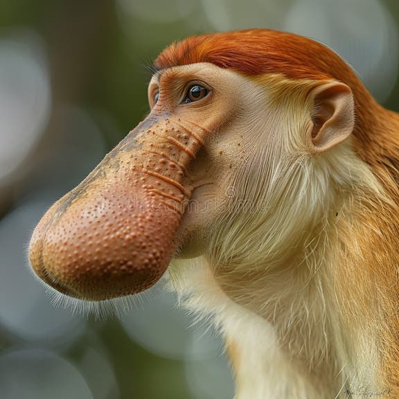 Amusing Proboscis Monkey with Its Long Nose Stock Illustration ...