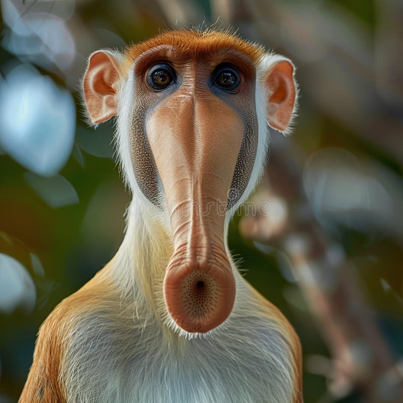 Amusing Proboscis Monkey with Its Long Nose Stock Illustration ...