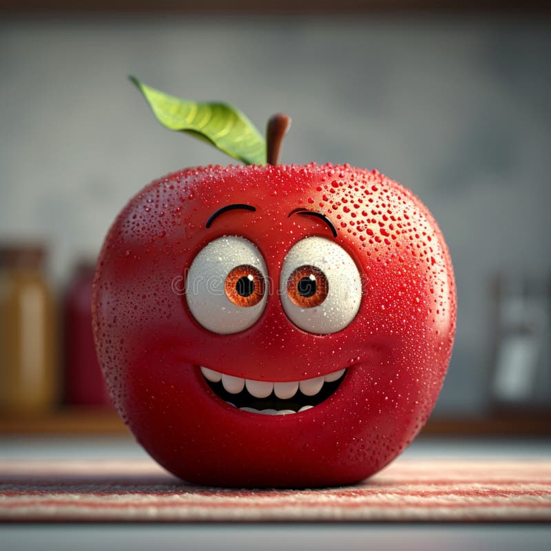 Amusing Red Apple with Eyes, Adding a Touch of Humor Stock Illustration ...