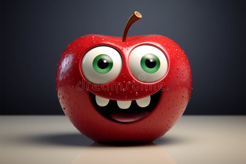 Amusing Red Apple with Eyes, Adding a Touch of Humor Stock Illustration ...