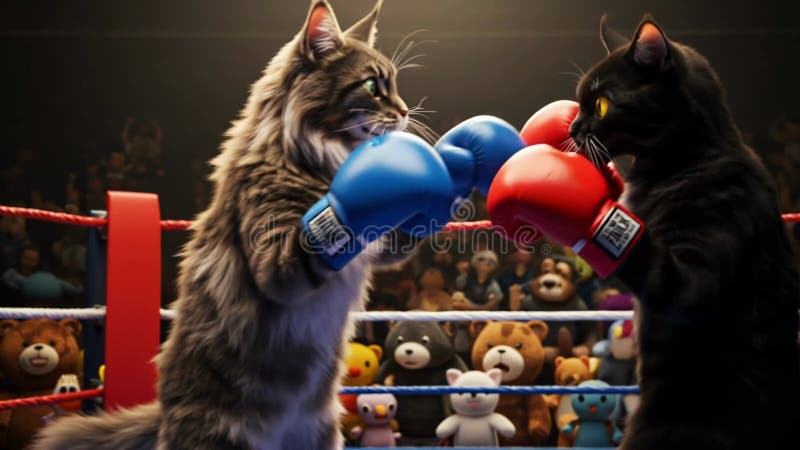 In an Amusing Spectacle, Cats Wearing Oversized Boxing Gloves Engage in ...