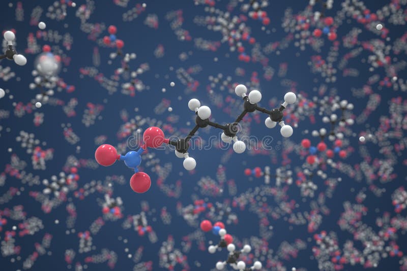 Amyl Nitrate Molecule, Ball-and-stick Molecular Conceptual Model ...