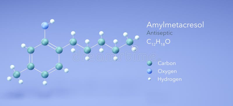 Amylmetacresol Molecule, Molecular Structures, Antiseptic, 3d Model ...