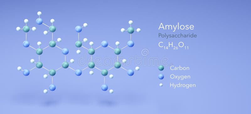 Amylose, Polysaccharide. Molecular Structures, 3d Rendering, Structural ...