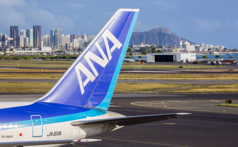 ANA Boeing 767 at Honolulu Airport Editorial Stock Image - Image of ...