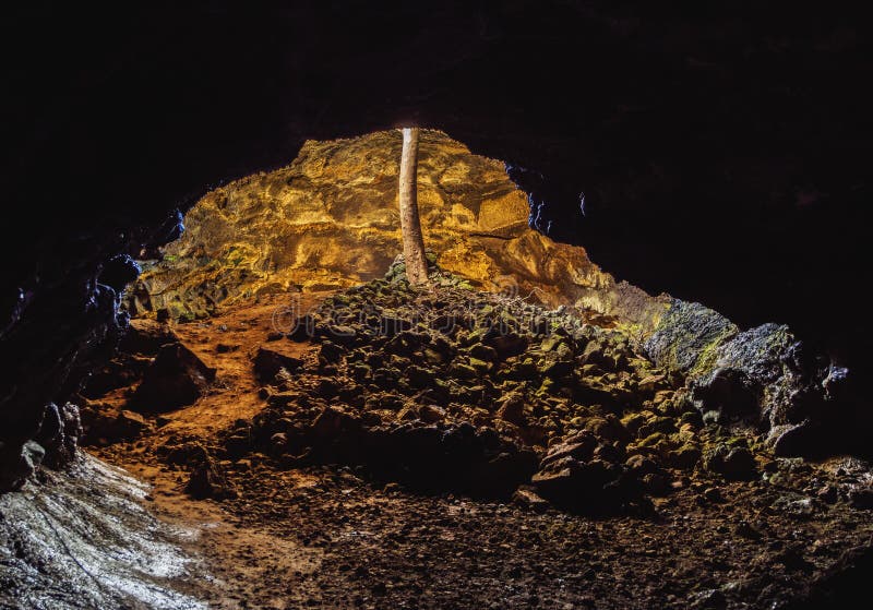 Ana Te Pahu Cave on Easter Island, Chile Stock Image - Image of ...