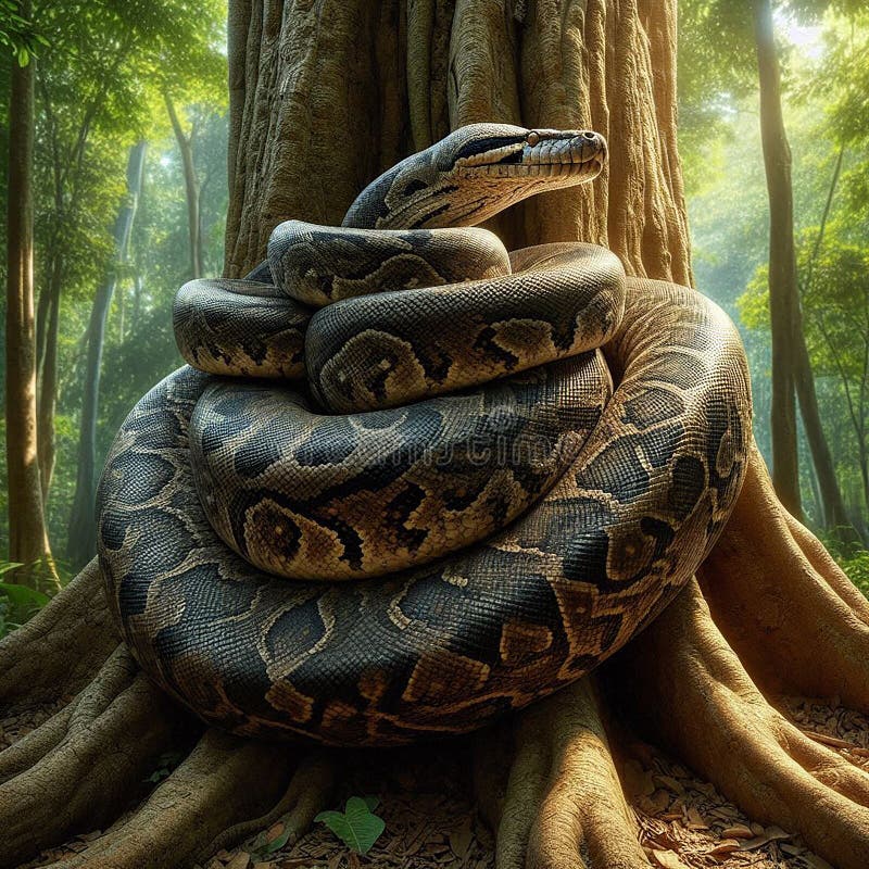Anaconda Coiled Around. Generative Ai Stock Illustration - Illustration ...