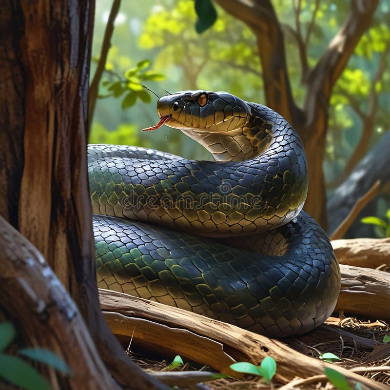 Anaconda Coiled Around. Generative Ai Stock Illustration - Illustration ...