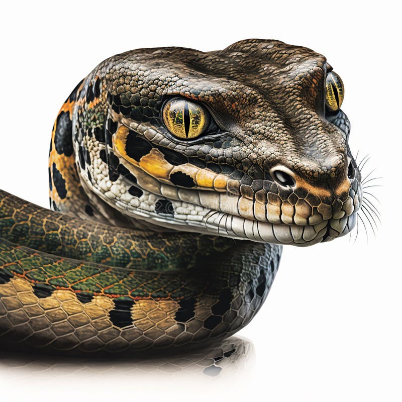 Anaconda Head Isolated on White Close-up, the Largest Snake in the ...
