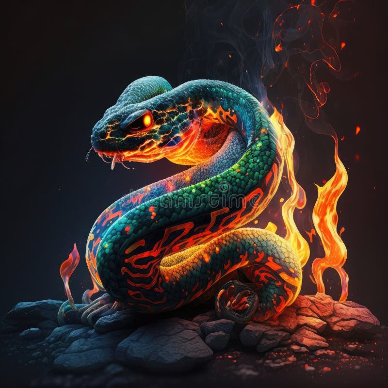 Anaconda is on Red Flame. Ai Generated. Stock Photo - Image of abstract ...