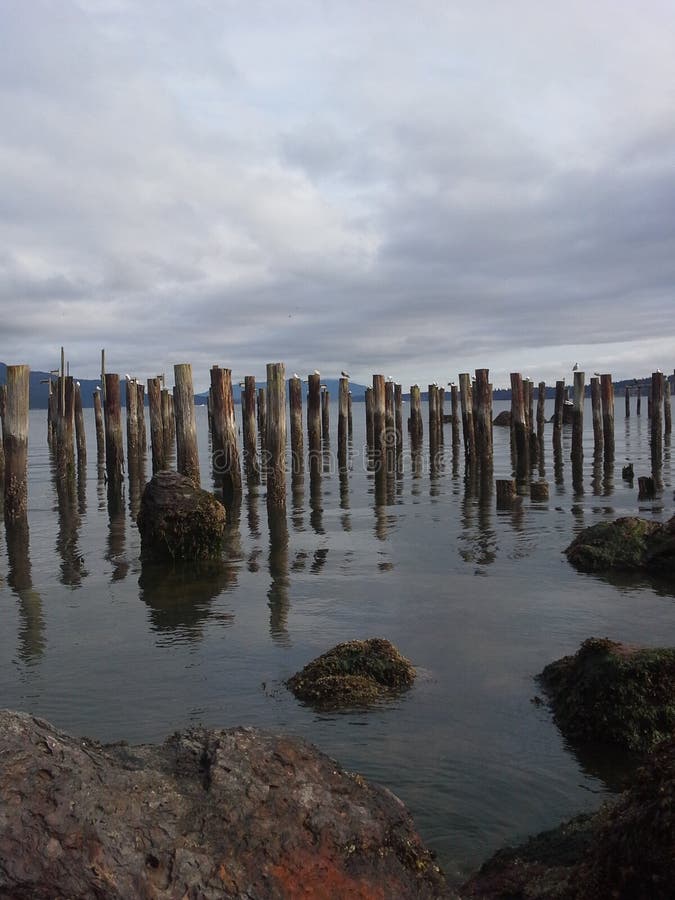 Anacortes Island Marina On Burrows Bay Stock Photo - Image of hill ...