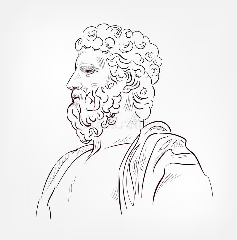 Anacreon Greek Lyric Poet Vector Sketch Illustration Editorial Photo ...