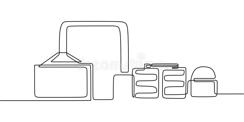 Anaerobic Digester in Continuous One Line Drawing. Renewable Energy ...