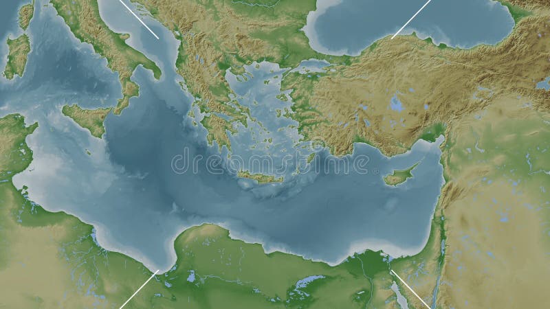 Anafi Island in the Aegean Sea. Physical Map. Slide Stock Video - Video ...