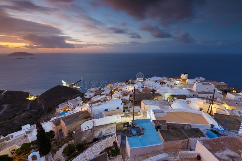 Anafi island. stock image. Image of aegean, sunrise, village - 85755257