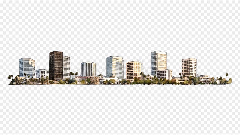 Anaheim City Skyline Isolated on White Background Stock Illustration ...
