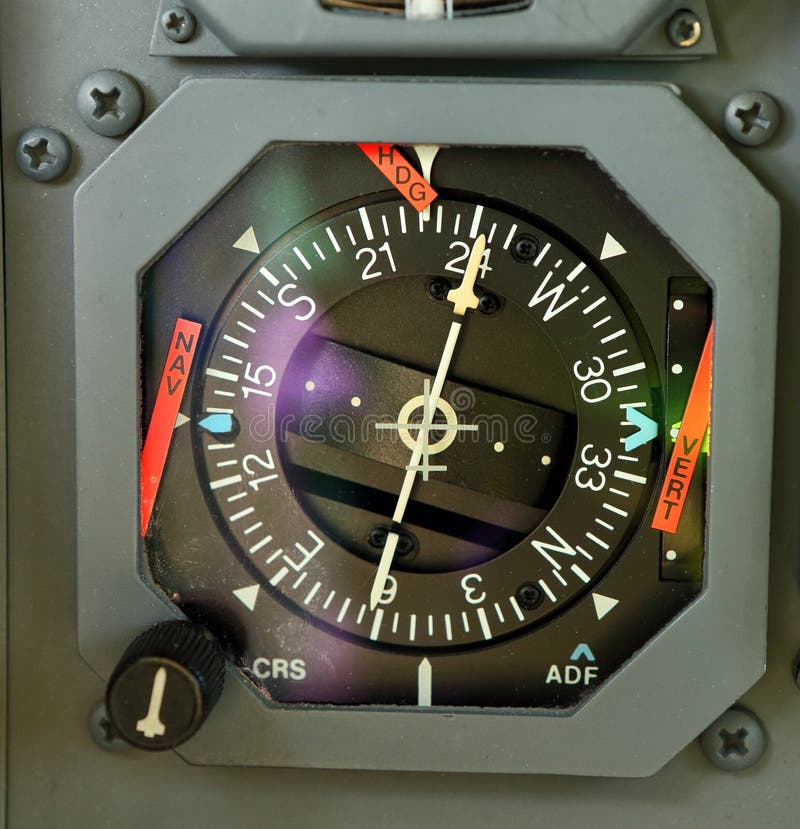 Analog Aircraft Navigation Display Stock Photo - Image of heading, flag ...
