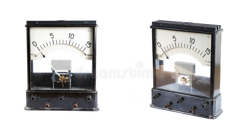 Old Analog Ammeter and Voltmeter Scale Close Up Stock Image - Image of ...