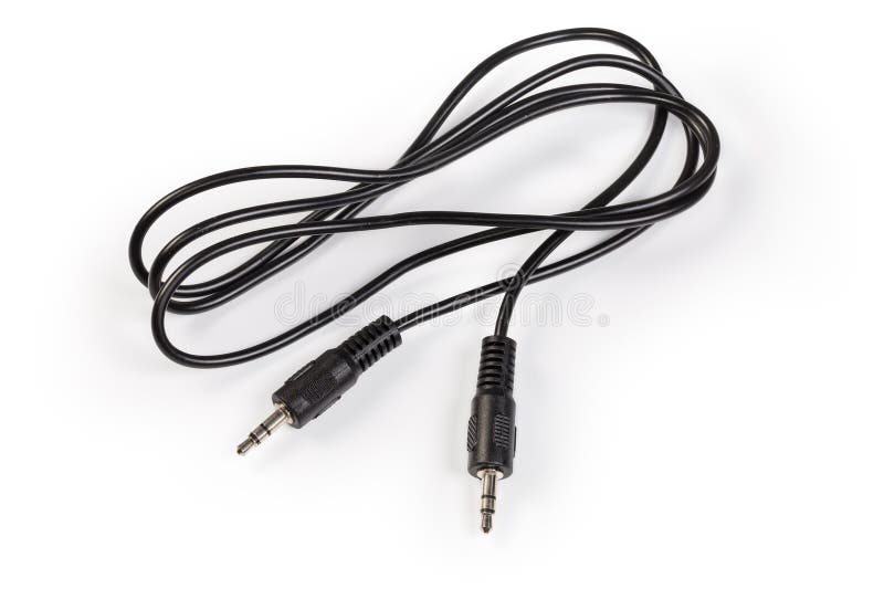 Analog Audio Cable with Mini Stereo Connectors on White Background ...