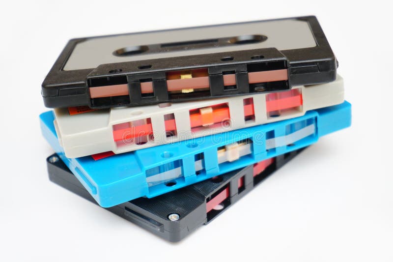 Analog Audio Cassette Retro Sound in Stack Stock Image - Image of audio ...
