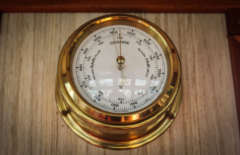 Analog barometer closeup stock image. Image of gauge - 170539431