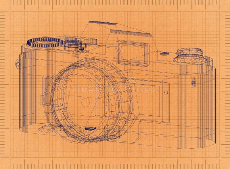 Analog Camera - Retro Blueprint Stock Illustration - Illustration of ...