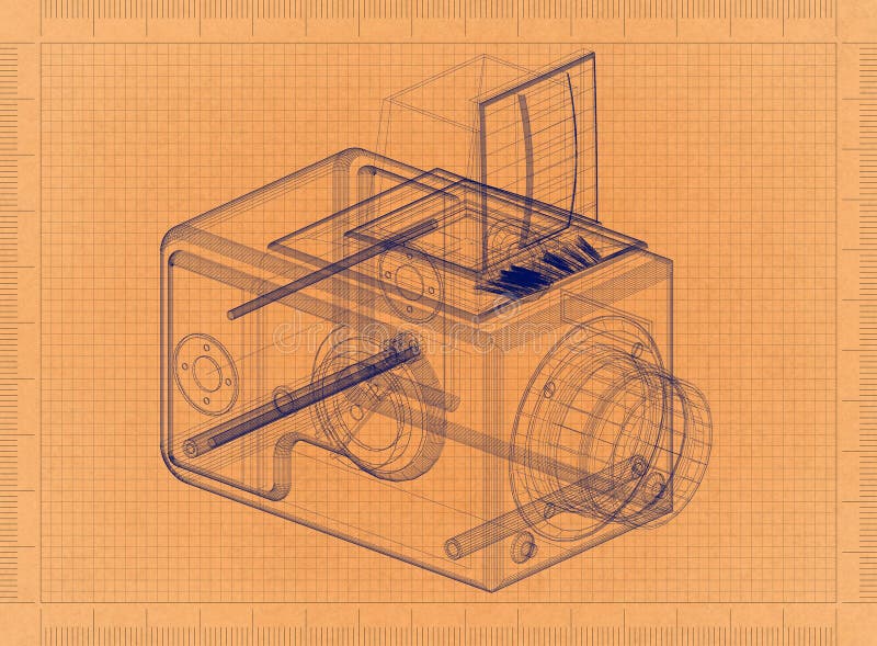 Analog Camera - Retro Blueprint Stock Illustration - Illustration of ...