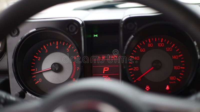 Analog Car Dashboard. Tachometer with Speedometer and Trip Computer in ...