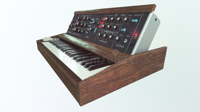 Analog Classic Synthesizer Side View Stock Photo - Image of button ...