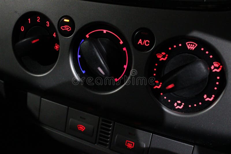 Analog Climate Controls Taken from Inside Car at Night, Fan Control ...