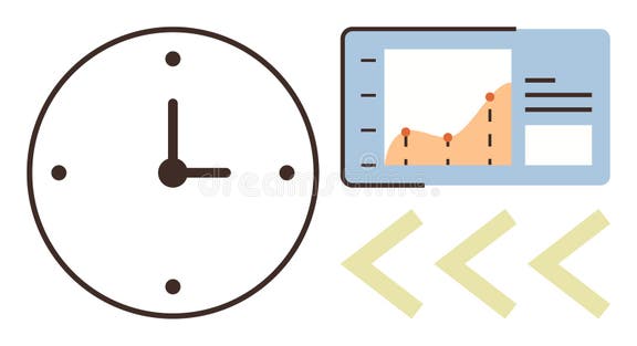 Time Management Concept with Clock, Data Visualization, and Backward ...