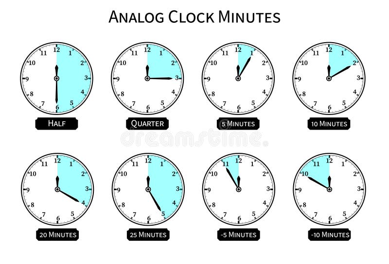 Analog Clock with Circle Shape Stock Illustration - Illustration of ...