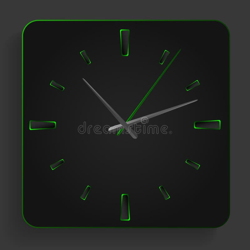 Analog Clock with Green Neon Lights Stock Vector - Illustration of neon ...