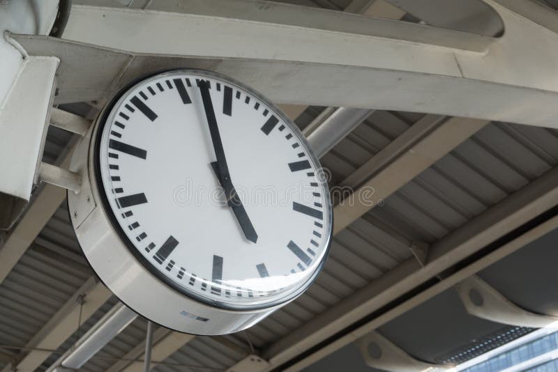 Analog Clock at Metro Train Station in Daytime Stock Image - Image of ...