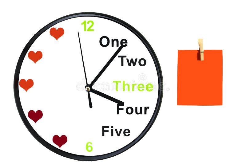 Analog Clock and Post-it Note on White Background Stock Illustration ...