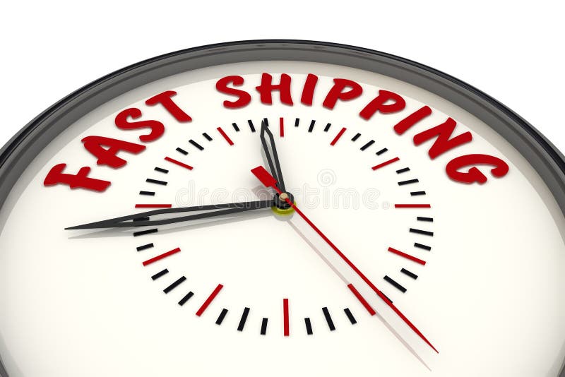 Fast Shipping. Clock with Text Stock Illustration - Illustration of ...