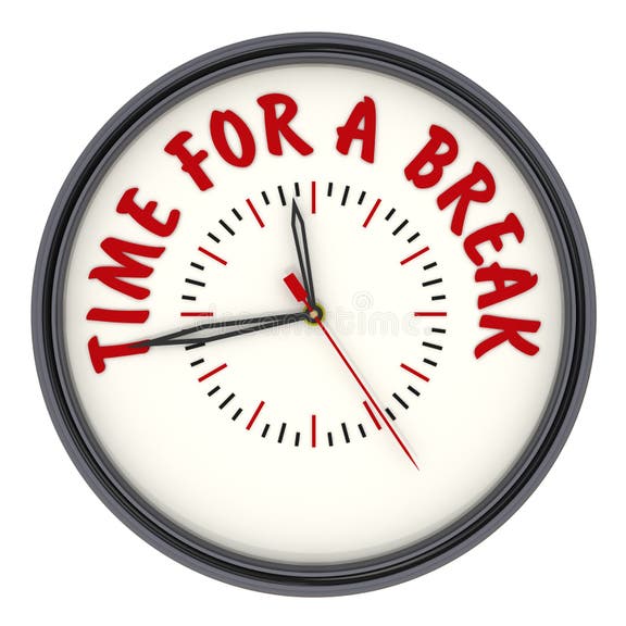 Time for a Break. Clock with Text Stock Illustration - Illustration of ...