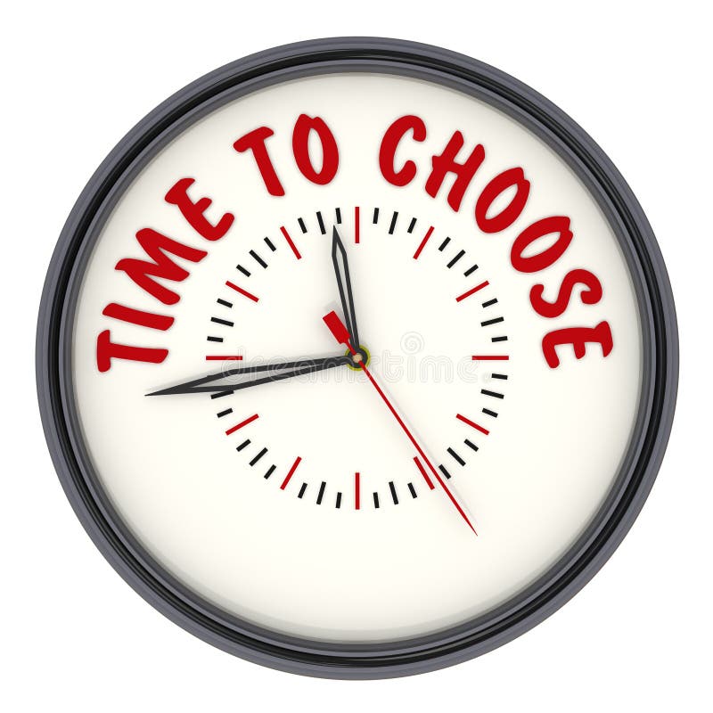 Time To Choose - Clock Reminds To Decide Stock Illustration ...