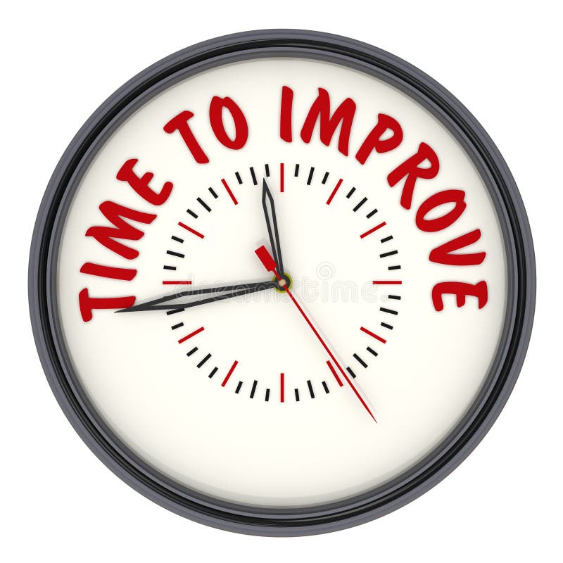 Time To Improve. Clock with Text Stock Illustration - Illustration of ...