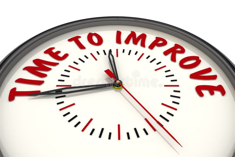 Time To Improve. Clock with Text Stock Illustration - Illustration of ...