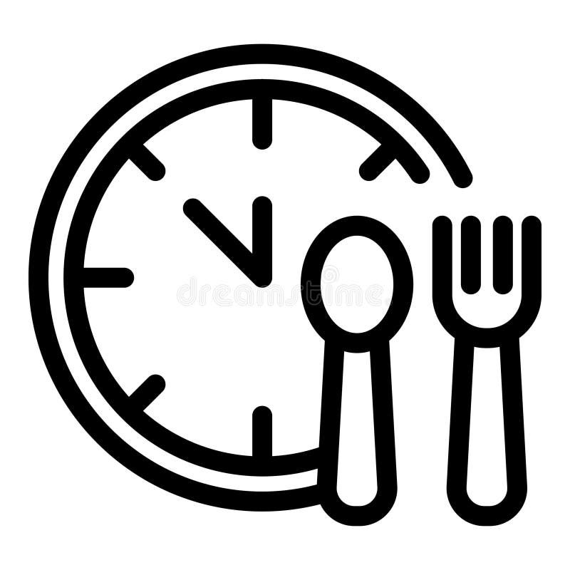 Analog Clock Showing Lunch Time with Fork and Spoon Stock Illustration ...