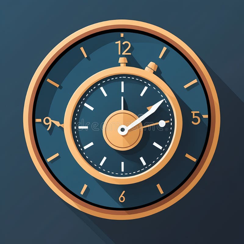 Analog Clock Showing Time in Flat Design Style Stock Illustration ...