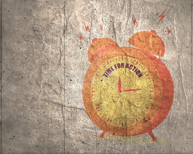 Analog Clock with Text Time for Action. Stock Illustration ...