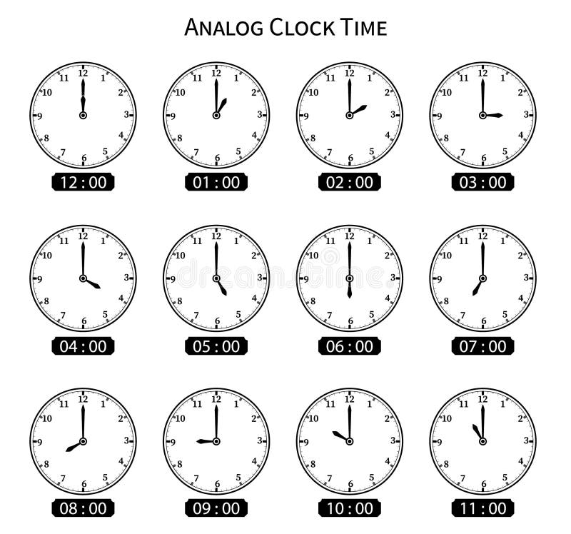 Analog Clock Time from All Day Template Stock Illustration ...