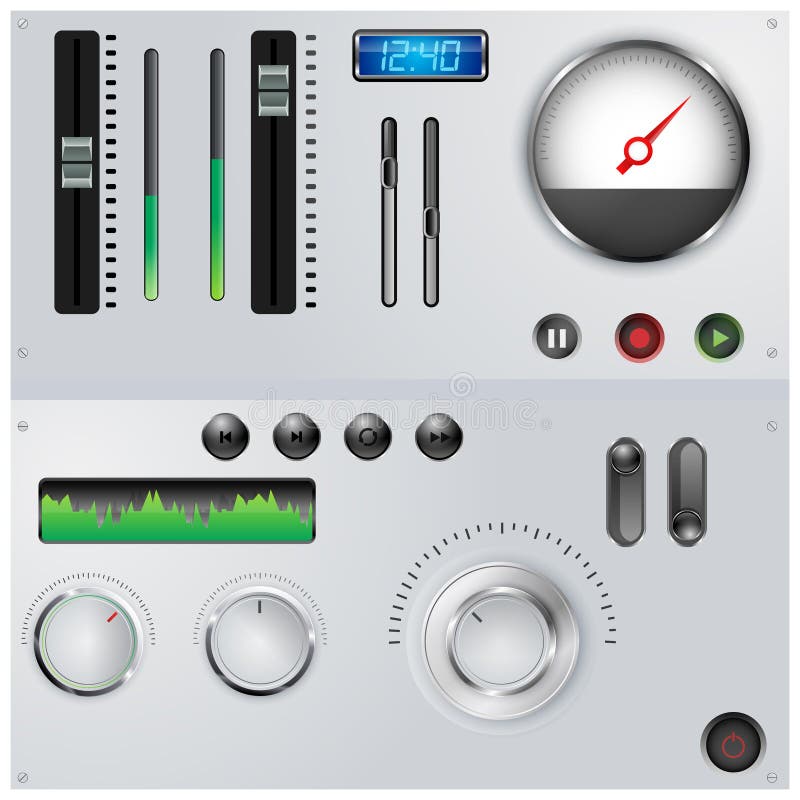 Analog Controls Interface Set of Icons Stock Vector - Illustration of ...